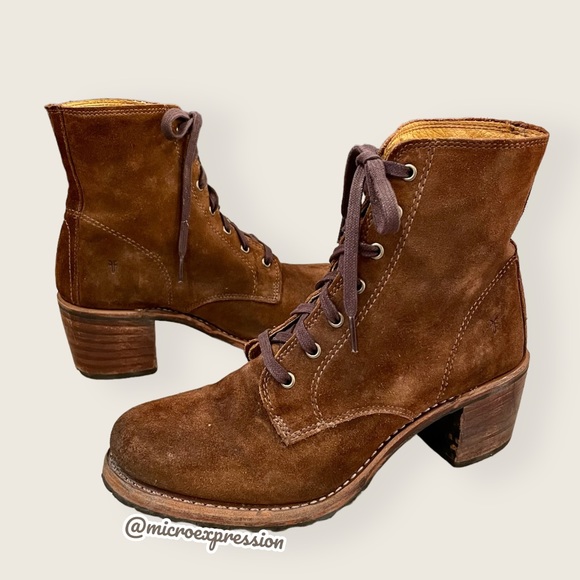 Frye | Shoes | 399 Frye Sabrina 6g Lace Up Genuine Leather Brown Suede ...